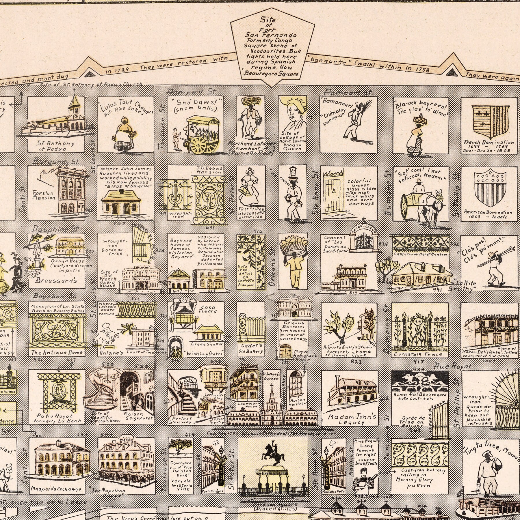 Map of French Quarter (vieux Carré / Barrio Francés) in New Orleans ...