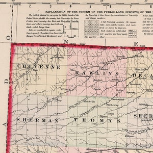 Map of Kansas State. 1881 Vintage Home Deco Style Old Wall Reproduction ...