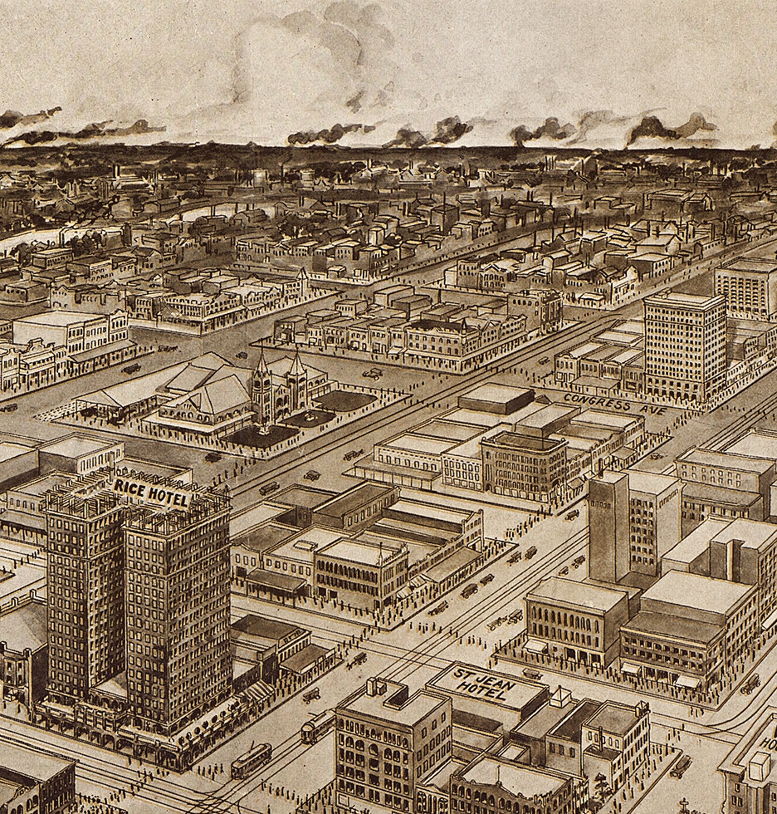Map of Houston, Texas ... 1912. Restoration Hardware Home Deco Style ...