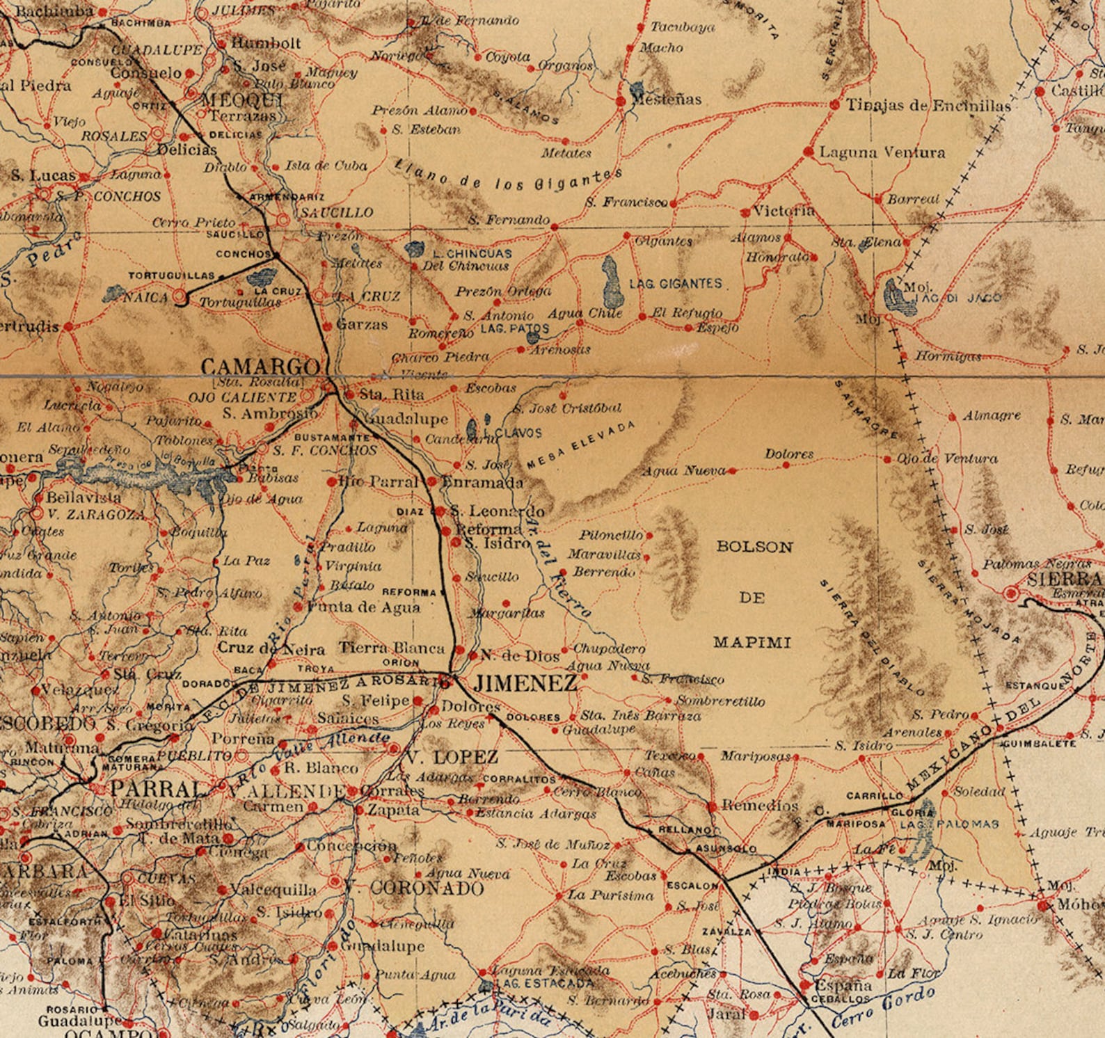 Map of Chihuahua Mexico 1922. Vintage Restoration Hardware - Etsy