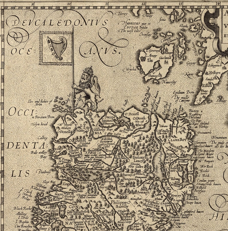 Map of England and Ireland 1605. Vintage Home Deco Style Old - Etsy