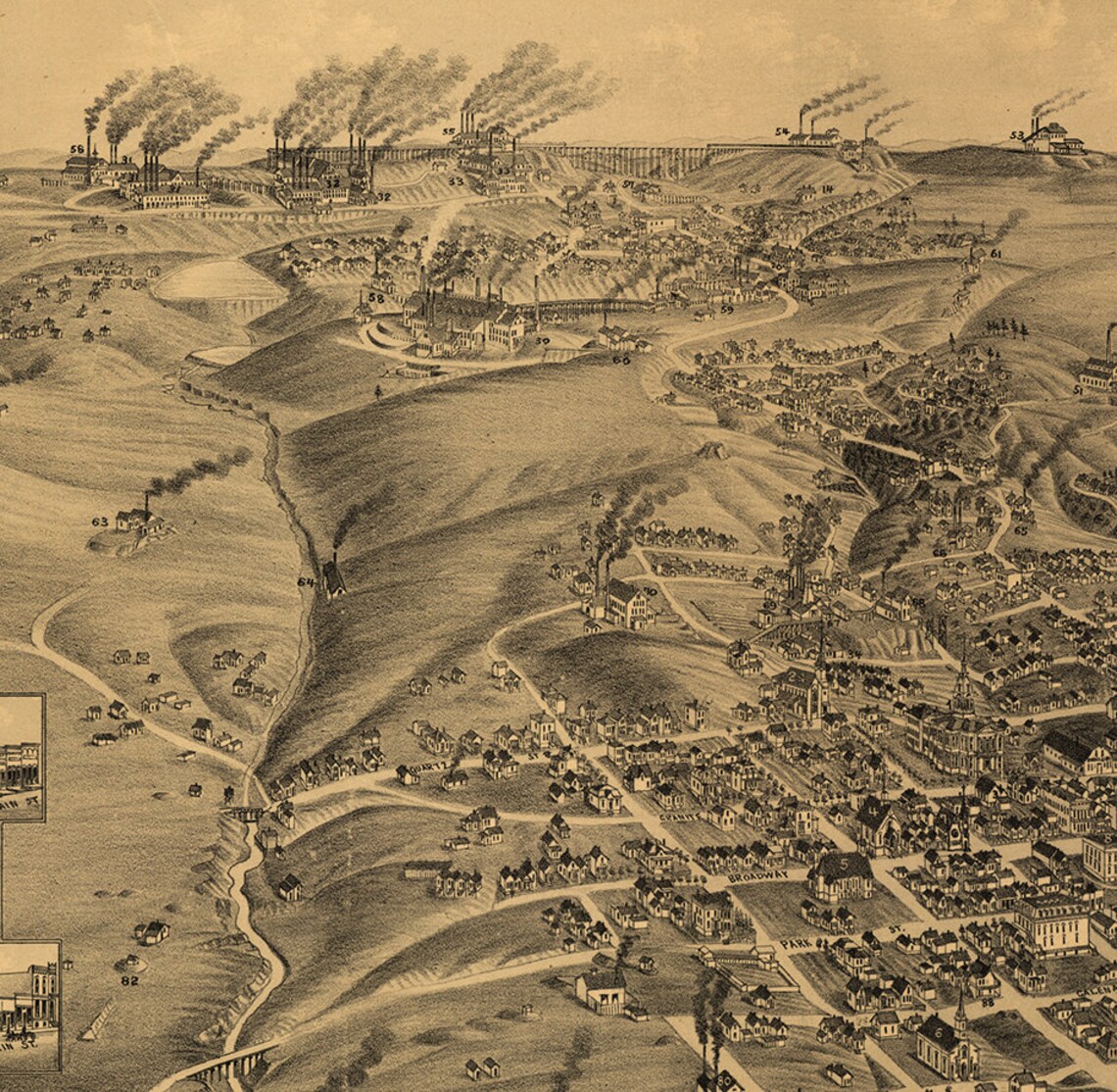 Map of City of Butte-city Silver Bow County Montana 1884 MT. | Etsy