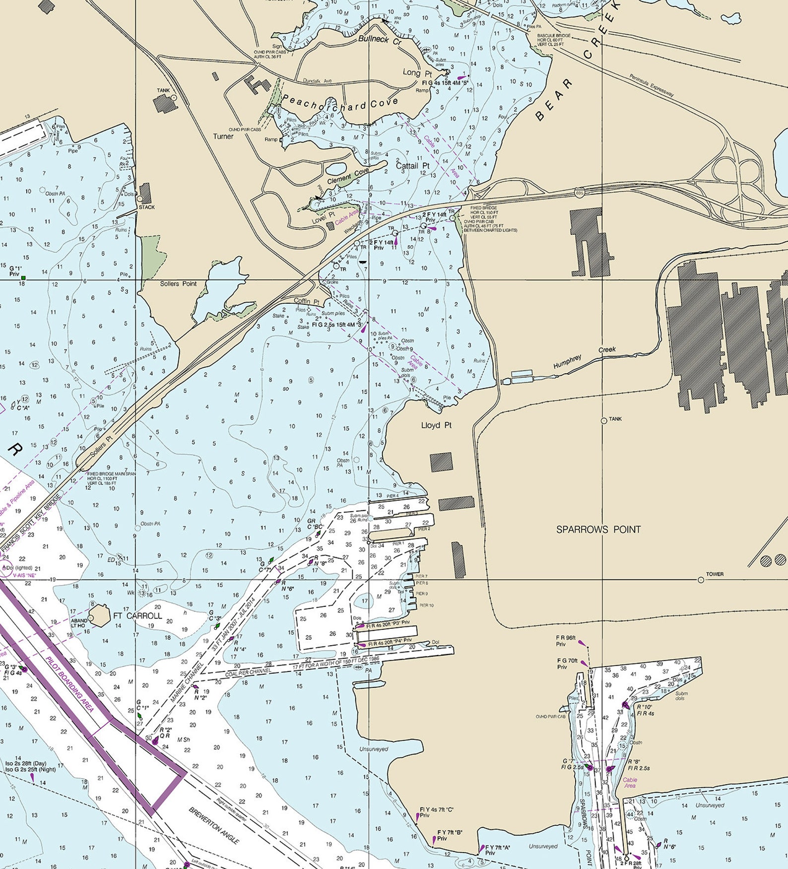 Nautical Charts of Baltimore Harbor Maryland 12281 Patapsco - Etsy