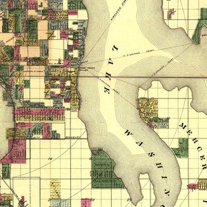 Guide Map of Seattle, Washington WA, 1890. Restoration Hardware Home ...