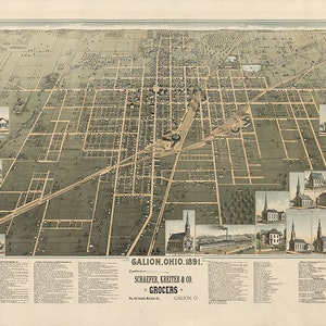 Map of Galion, Crawford, Morrow, and Richland County, Ohio OH, 1891 ...