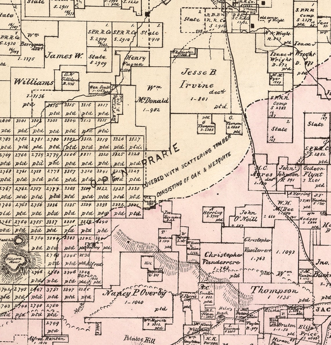 Map of Jack County Texas TX ... 1876. Shows Ownership. - Etsy UK