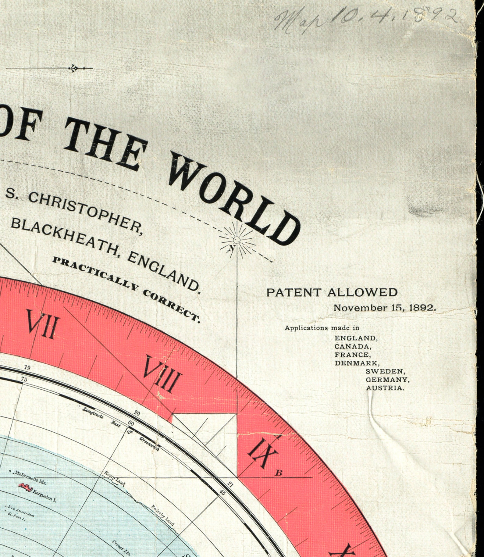 Gleason's New Standard Map of the World, 1892. Vintage Restoration ...