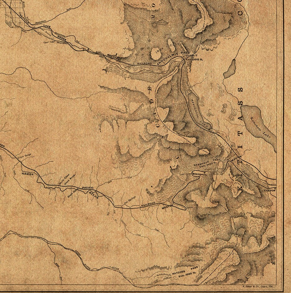 Map of King County Washington WT. 1888. Vintage restoration | Etsy