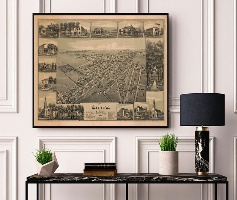 Map of Lititz and Warwick, Lancaster Co., Pennsylvania, PA 1887 ...