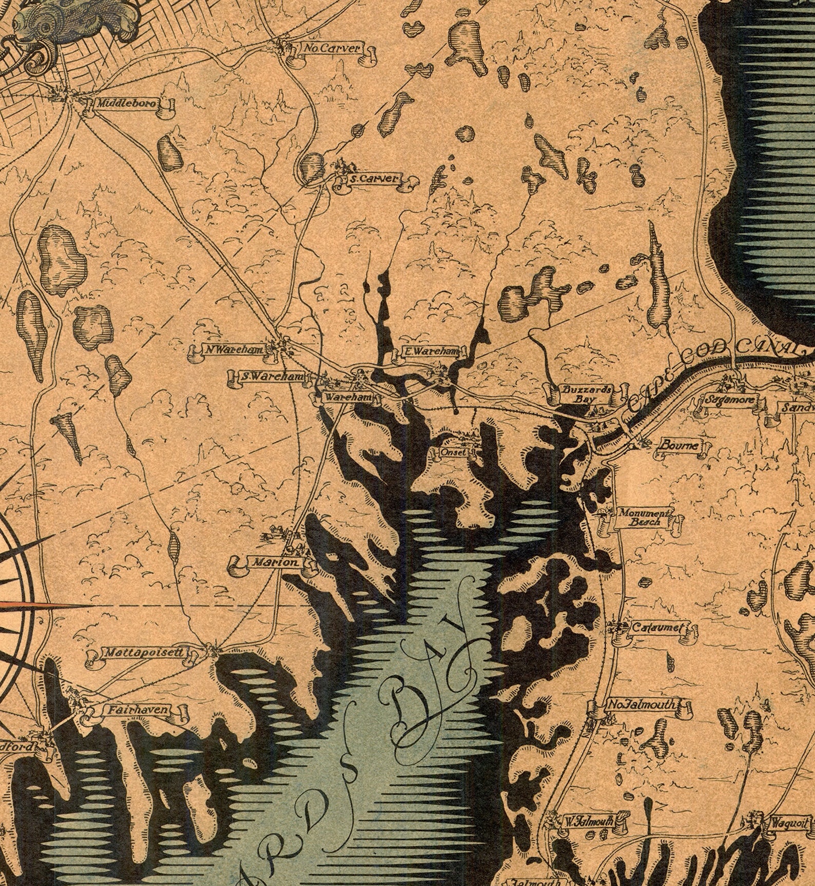 Pictorial Map of Cape Cod: Barnstable County Massachusetts | Etsy