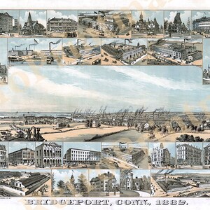 Bridgeport, Connecticut (CT.) 1882 Bird’s-eye View Reproduction Vintage ...