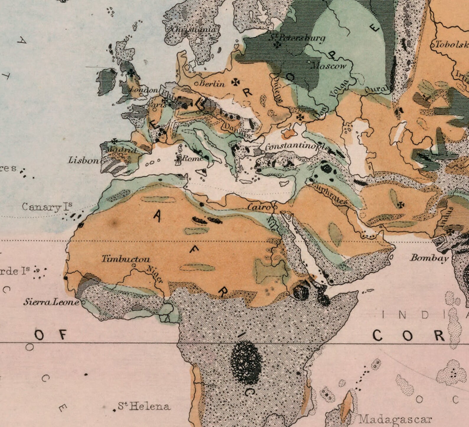 Geological Map of the World 1850. Vintage Restoration Hardware Home ...