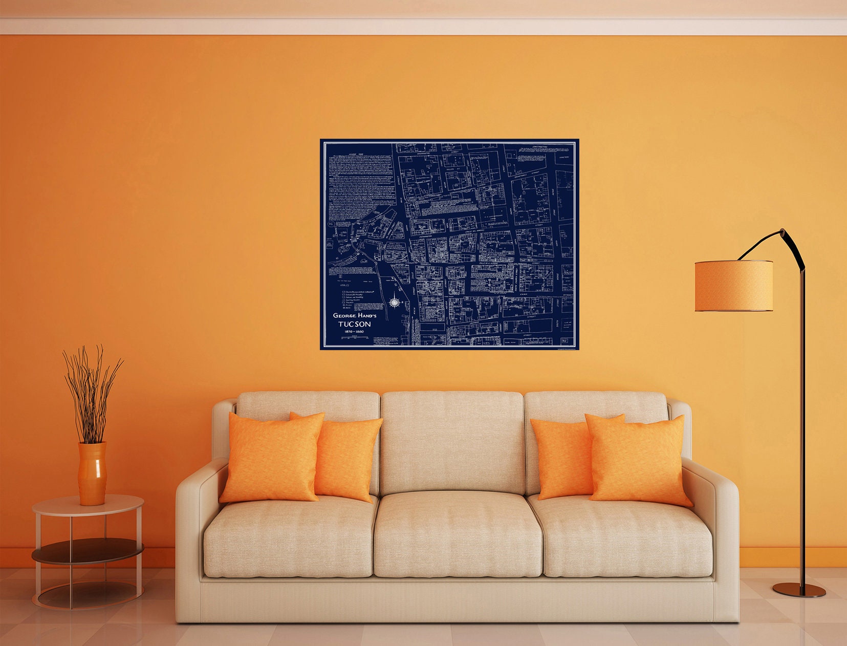 Map of Tucson Pima Co. Arizona. 1870. Home Deco Style Old - Etsy