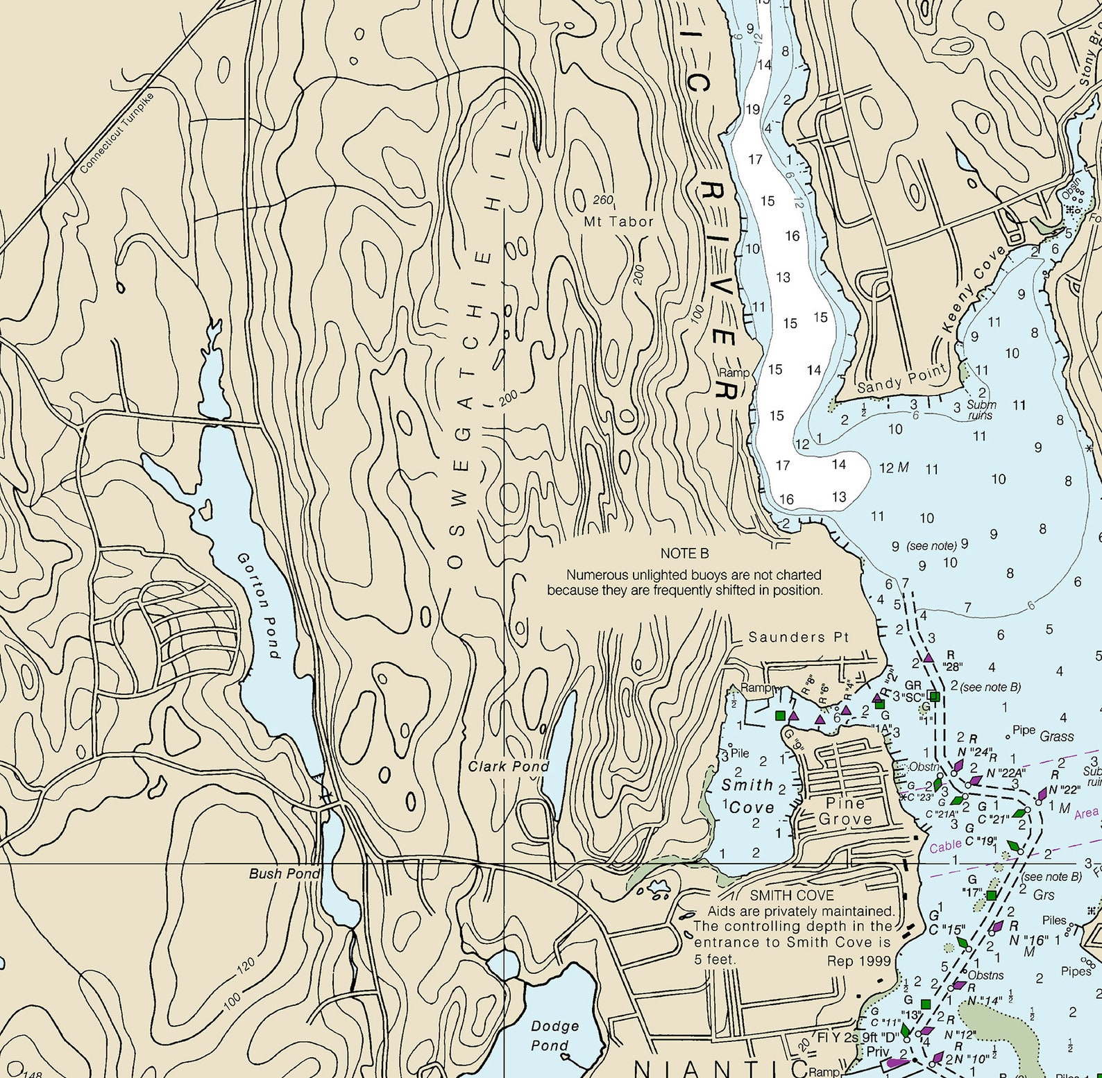 Nautical Chart of North Shore of Long Island Sound Niantic Bay - Etsy