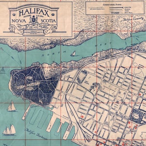Map of Halifax, in Nova Scotia, 1749. Vintage Home Deco Style Old Wall ...
