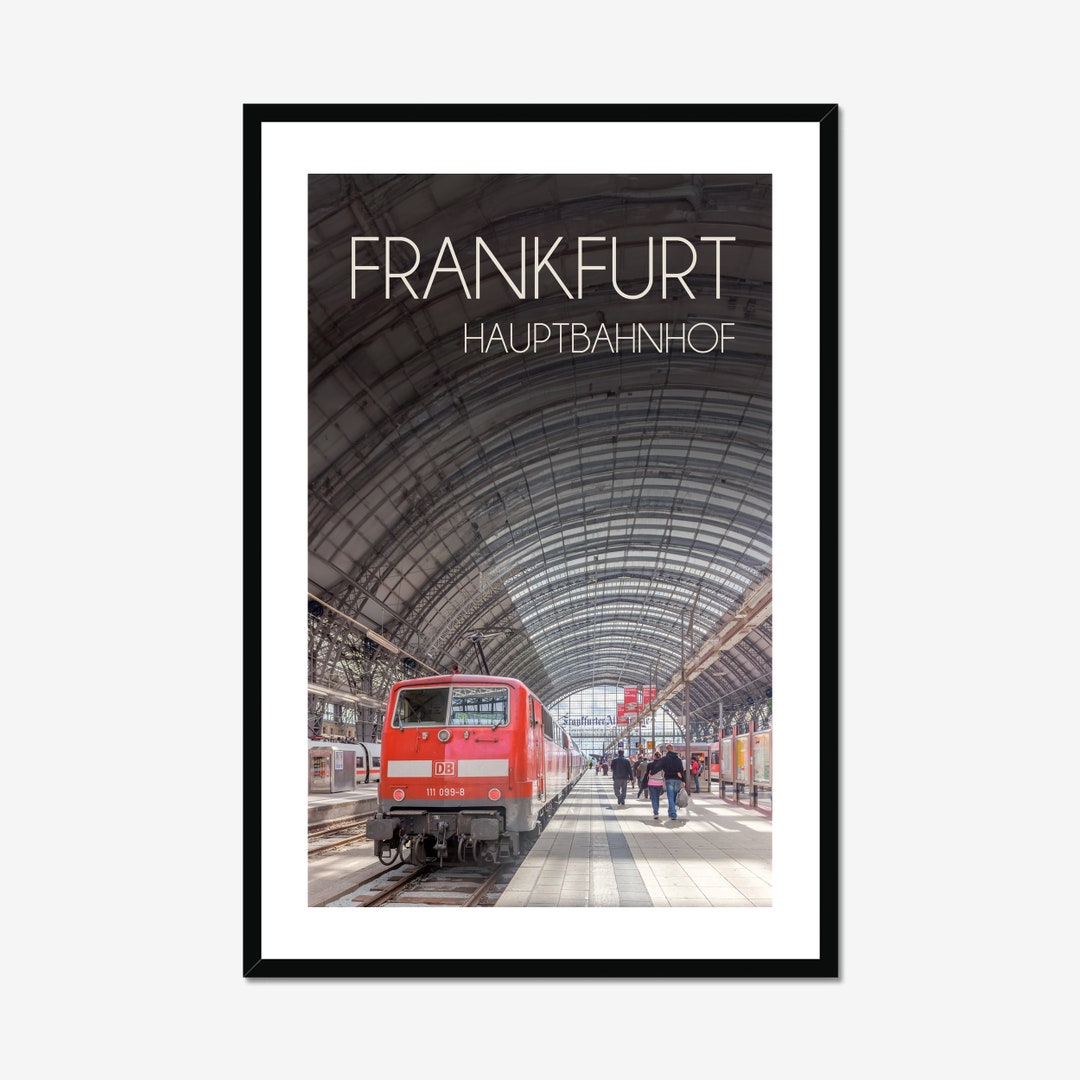 Frankfurt Germany Poster / Hauptbahnof / Train Station Poster / Red ...