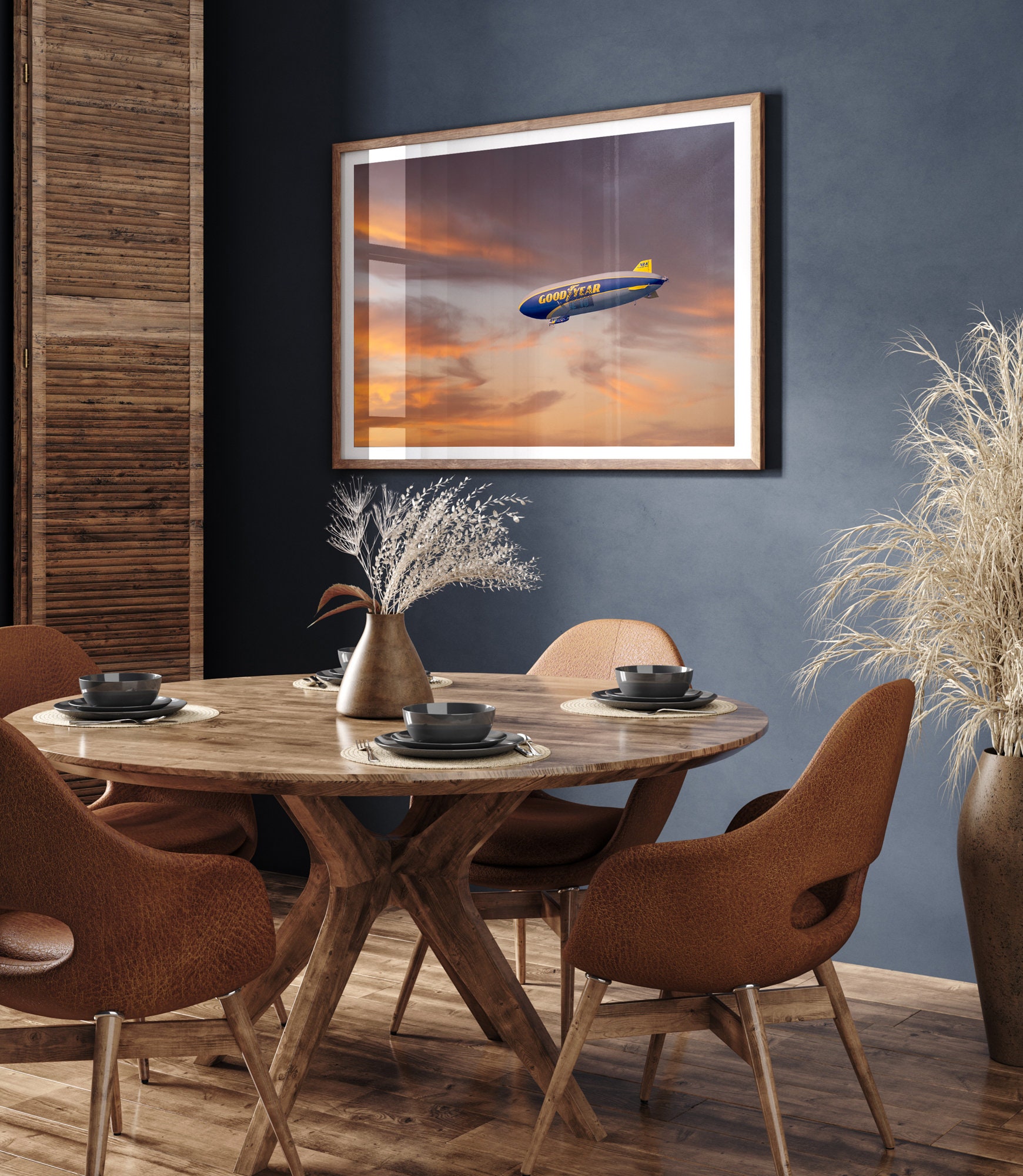 Goodyear Blimp at Sunset / Above Bed Decor / Blimp Photography ...