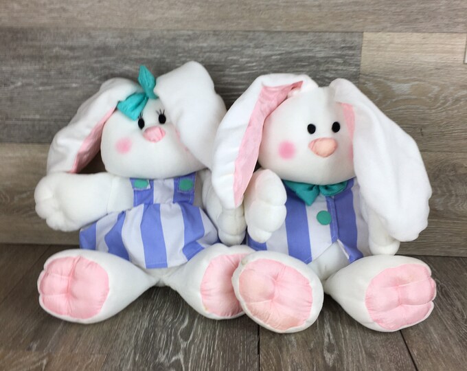 VTG 1995 Gibson Greetings Easter Plush Boy & Girl Rabbit - Etsy