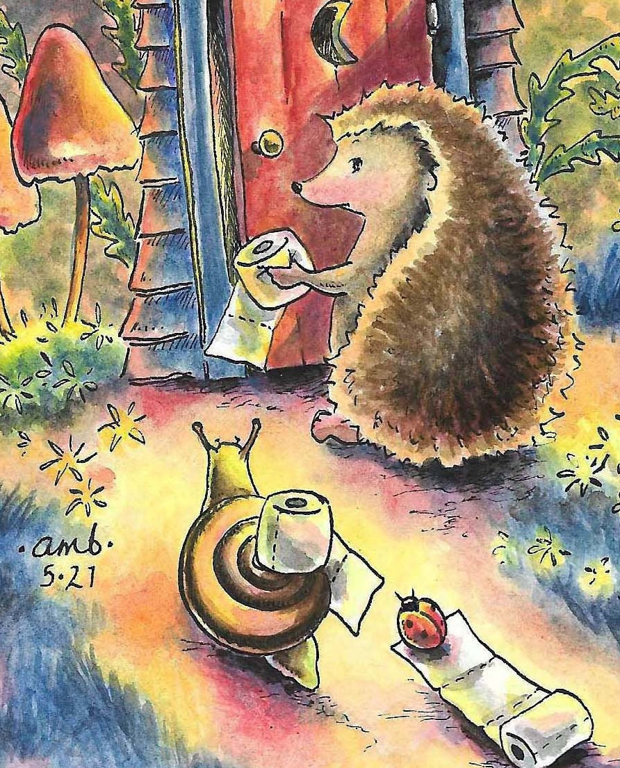 Hedgehog Visiting the Outhouse Print, Whimsical Woodland Animal and ...
