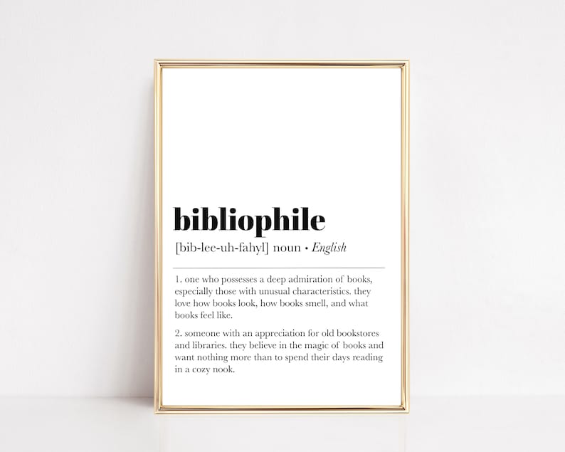 Bibliophile Definition Print Book Wall Art Book Lover - Etsy