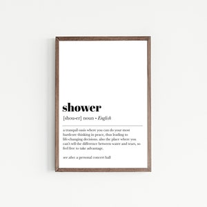 Shower Definition Print Bathroom Wall Decor Funny Bathroom Art Bathroom ...