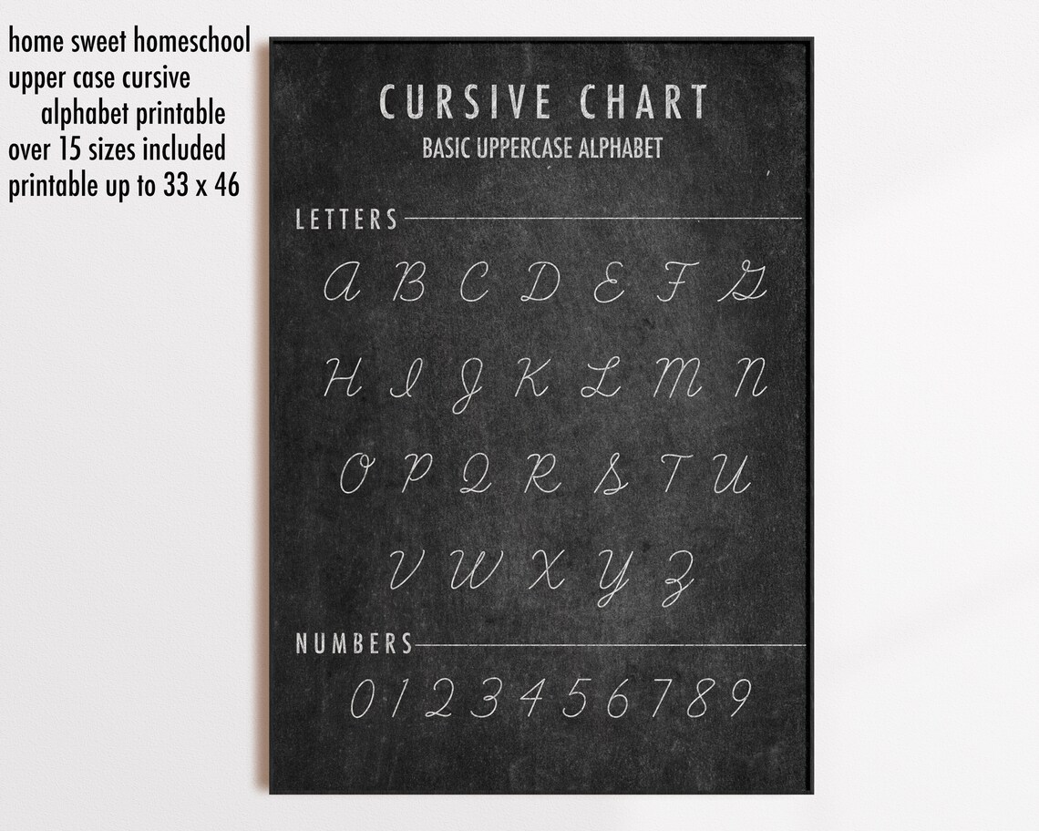 Cursive chart printable cursive alphabet poster alphabet | Etsy