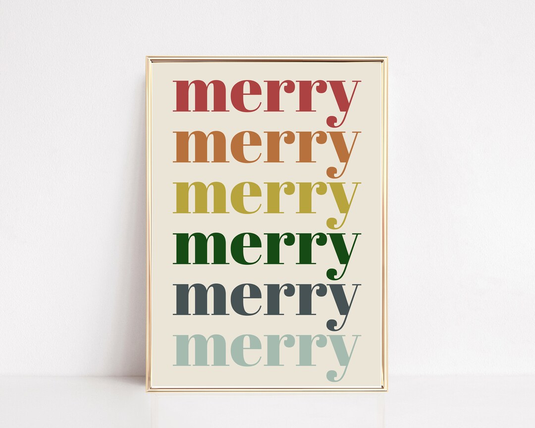 Merry Merry Merry | Colorful Christmas Art | Modern Holiday | Christmas ...