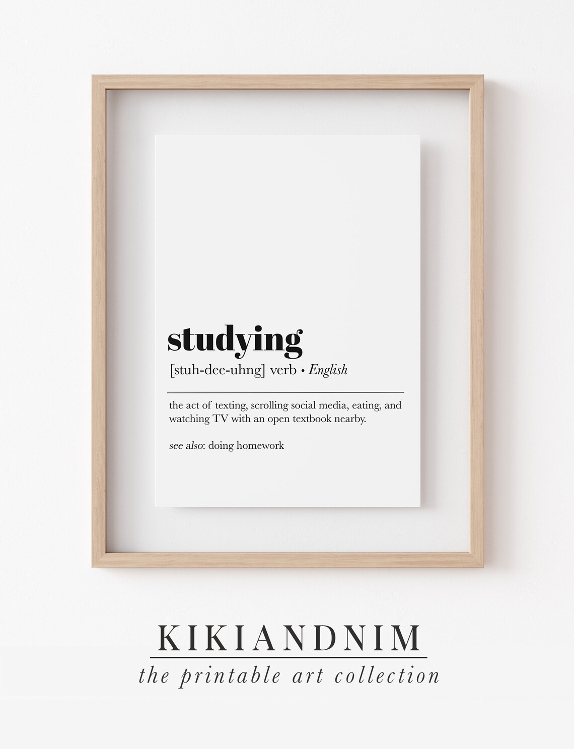 Study Definition Print Studying Print Teen Wall Art Gift - Etsy