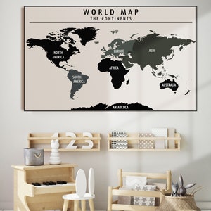 World Map Wall Art | Homeschool Decor | Printable World Map | World Map ...