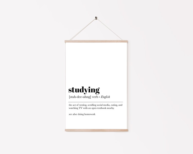 Study Definition Print Studying Print Teen Wall Art Gift - Etsy