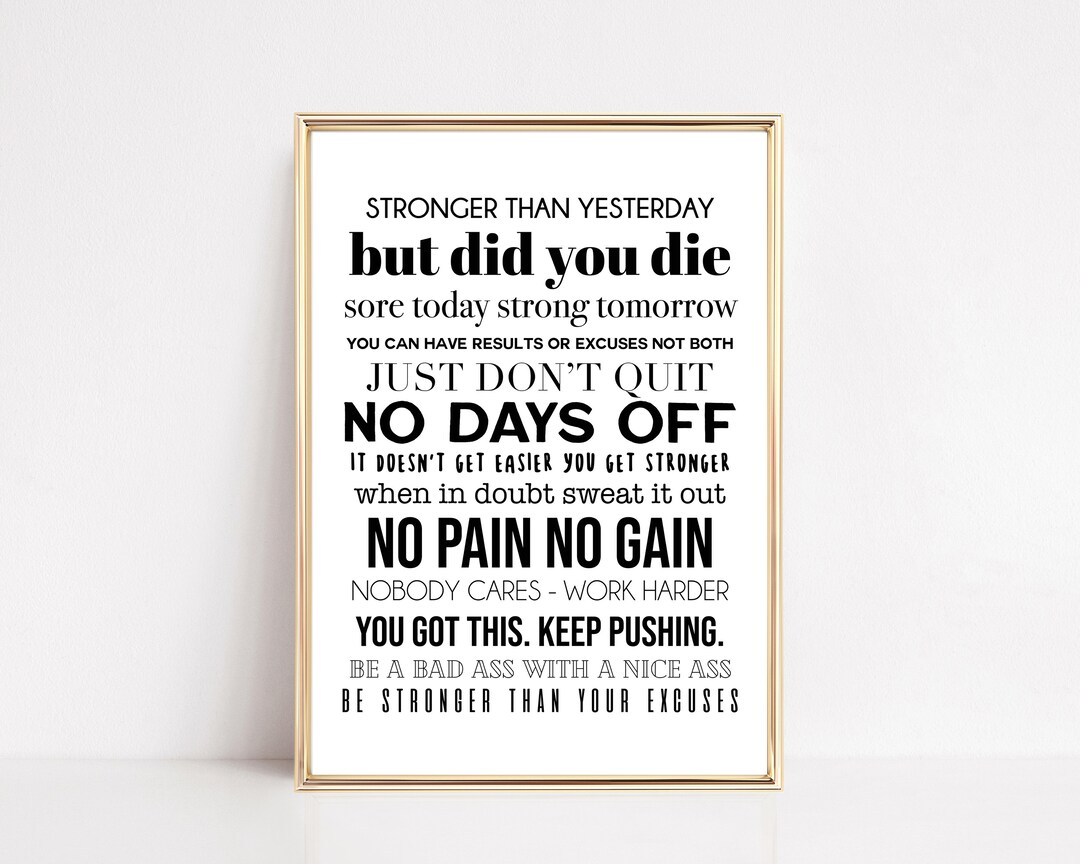 Home Gym Wall Art | Gym Sayings | Gym Poster | Gym Printable | Sports ...