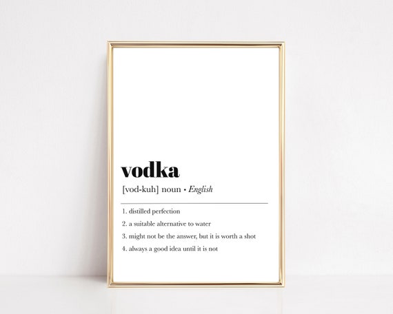 Vodka Definition Print Bar Art Bar Cart Decor Vodka Art | Etsy