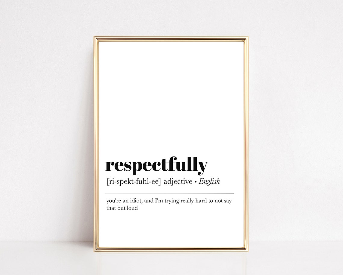 Respectfully Definition Print Minimalist Dorm Room Decor - Etsy