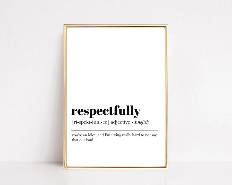 Respectfully Definition Print Minimalist Dorm Room Decor - Etsy