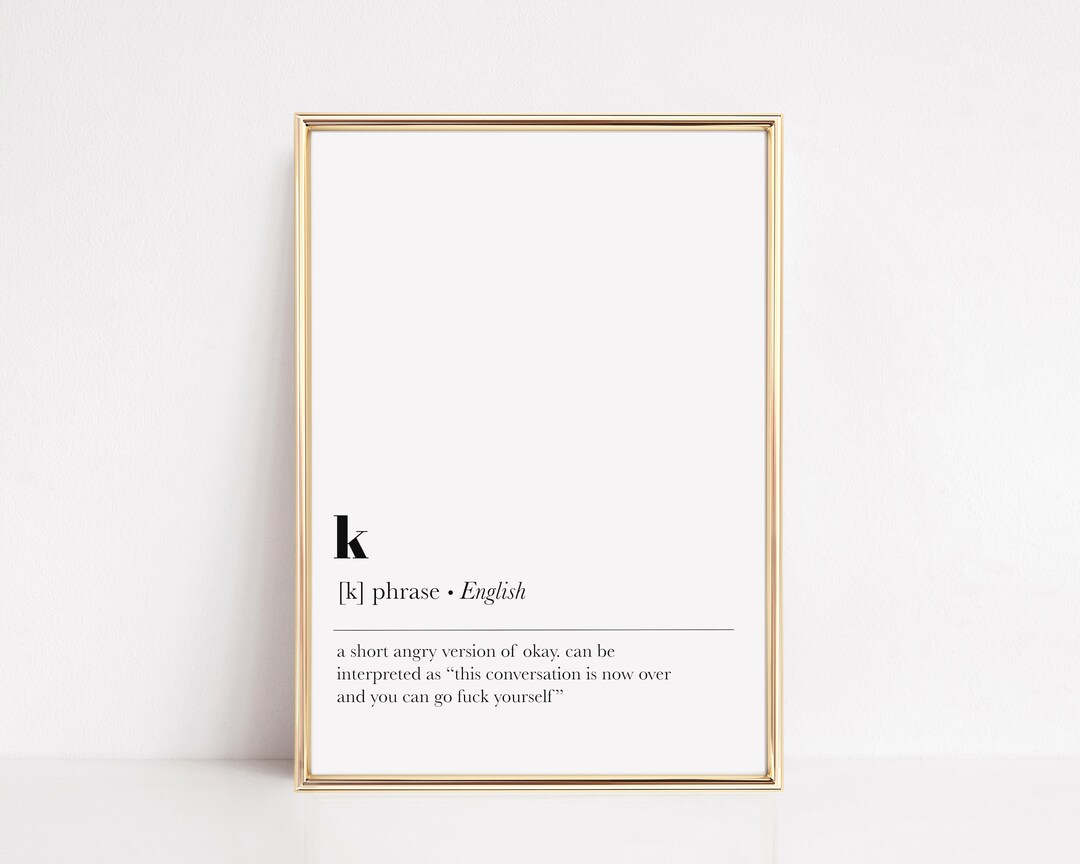 Funny Wall Art | K Definition Printable | Dorm Room Decor | Definition ...