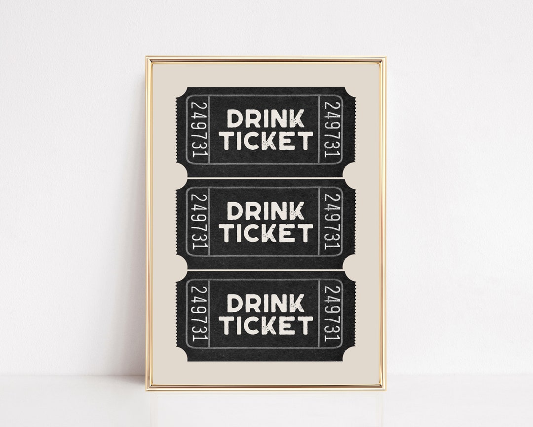 Drink Ticket Print | Retro Bar Cart Print | Drink Ticket Poster ...