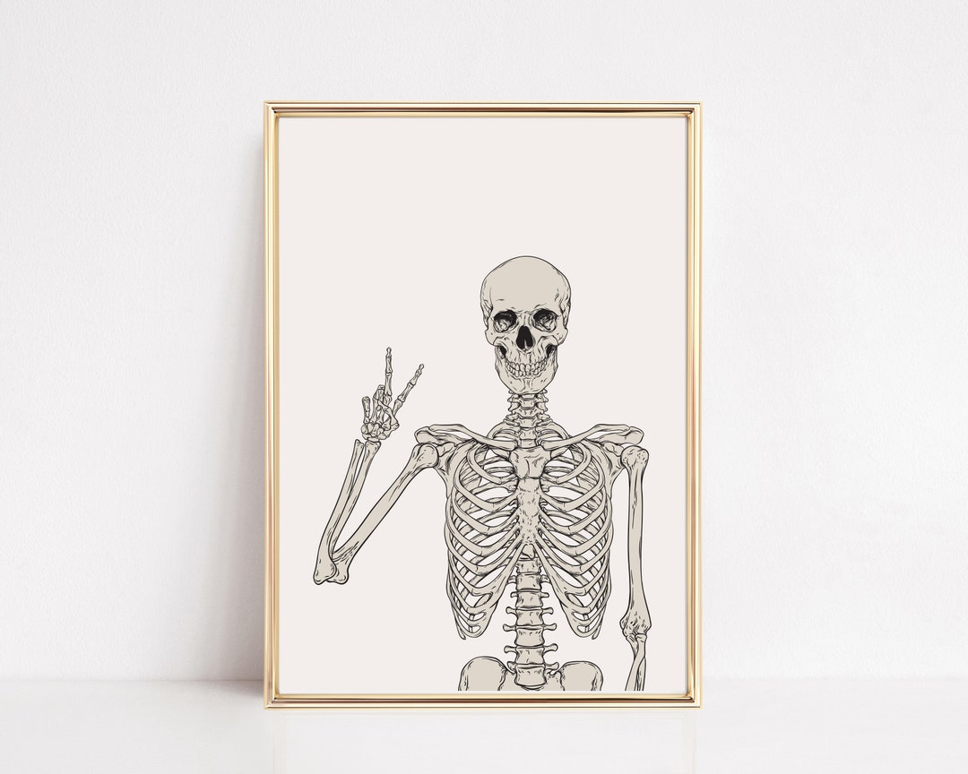 Skeleton Print | Minimalist Halloween Decor | Halloween Printable Wall ...