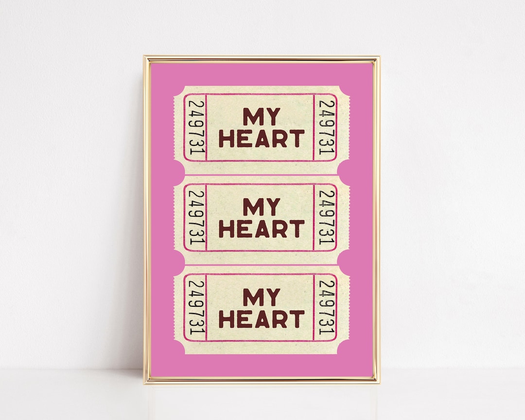 Trendy Heart Ticket Print Hot Pink Valentines Day Decor - Etsy