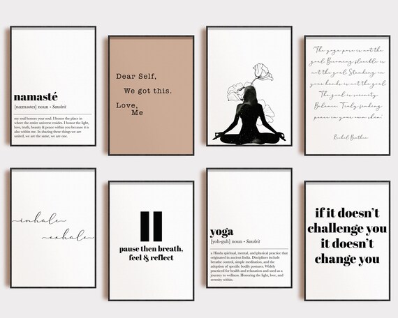 Yoga Wall Art Set of 8 PRINTABLES Yoga Room Decor Yoga - Etsy