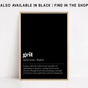 Grit Definition Print | Home Office Printable | Motivational Wall Decor ...