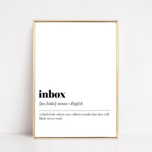 Funny Home Office Decor Inbox Definition Print Office Wall Art Home ...