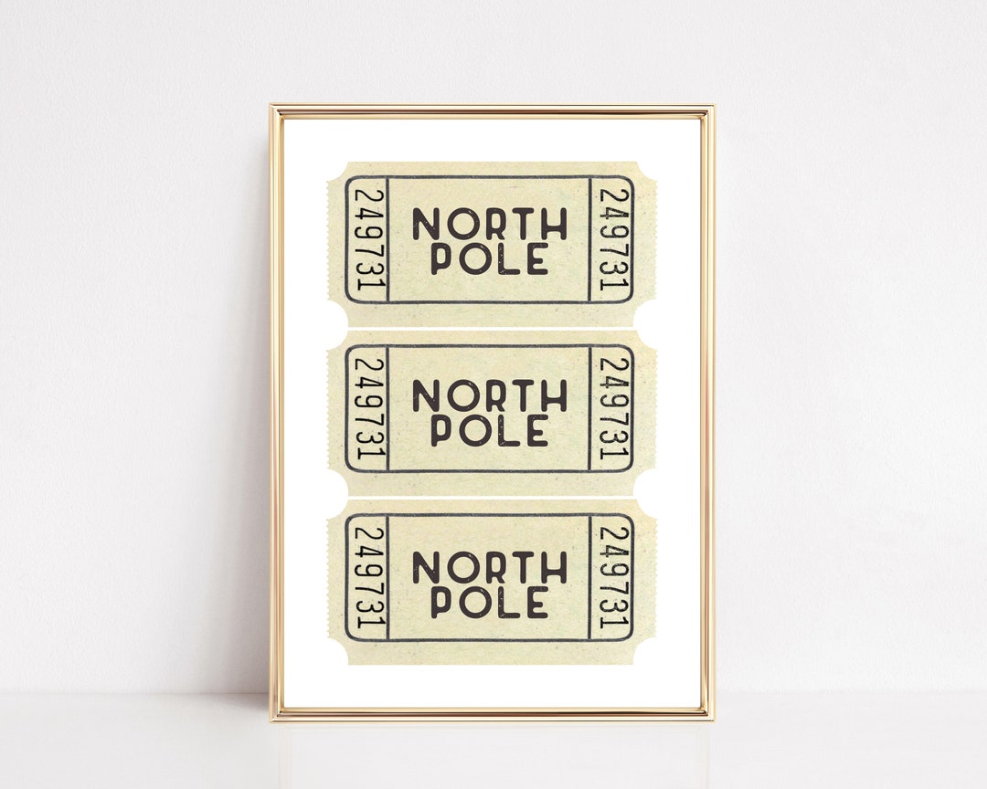 North Pole Ticket Print Christmas Print Modern Christmas Decor ...
