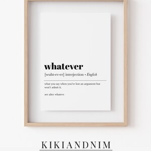 Whatever Definition Print Funny Teen Gift Funny Home Decor | Etsy