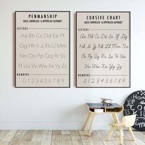 Alphabet Print and Cursive Writing Chart Set of 2 Prints | Homeschool ...