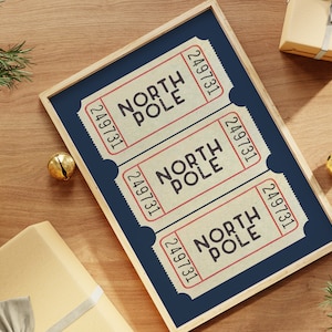 North Pole Ticket Print | Blue Christmas Decor | Trendy Christmas Print ...