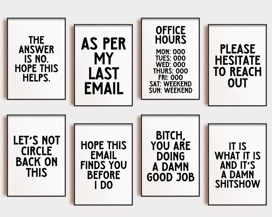 Funny Office Decor | 8 PRINTABLES | Office Wall Art | Home Office ...