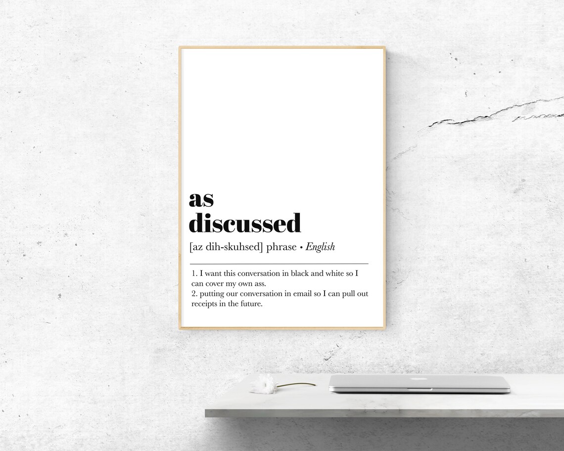 Home Office Poster as Discussed Definition Print Funny - Etsy Canada