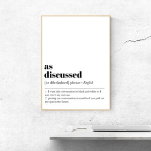 Home Office Poster | as Discussed Definition Print | Funny Home Office ...