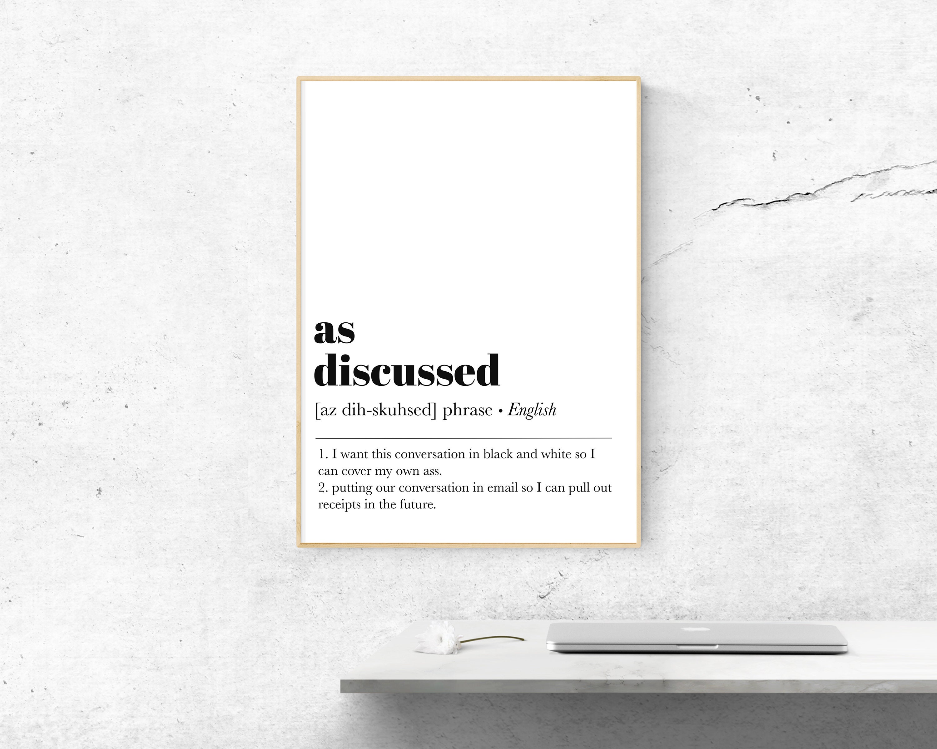 Home Office Poster as Discussed Definition Print Funny - Etsy Canada