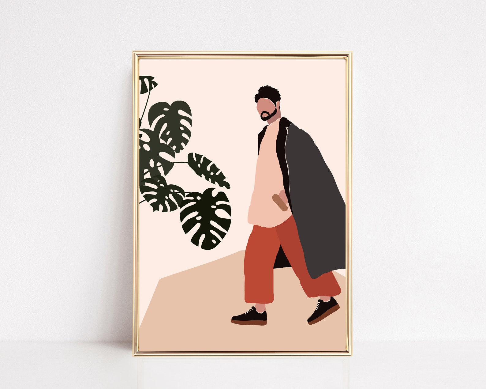 Fashion Poster Male Wall Art Abstract Man Poster Boho | Etsy